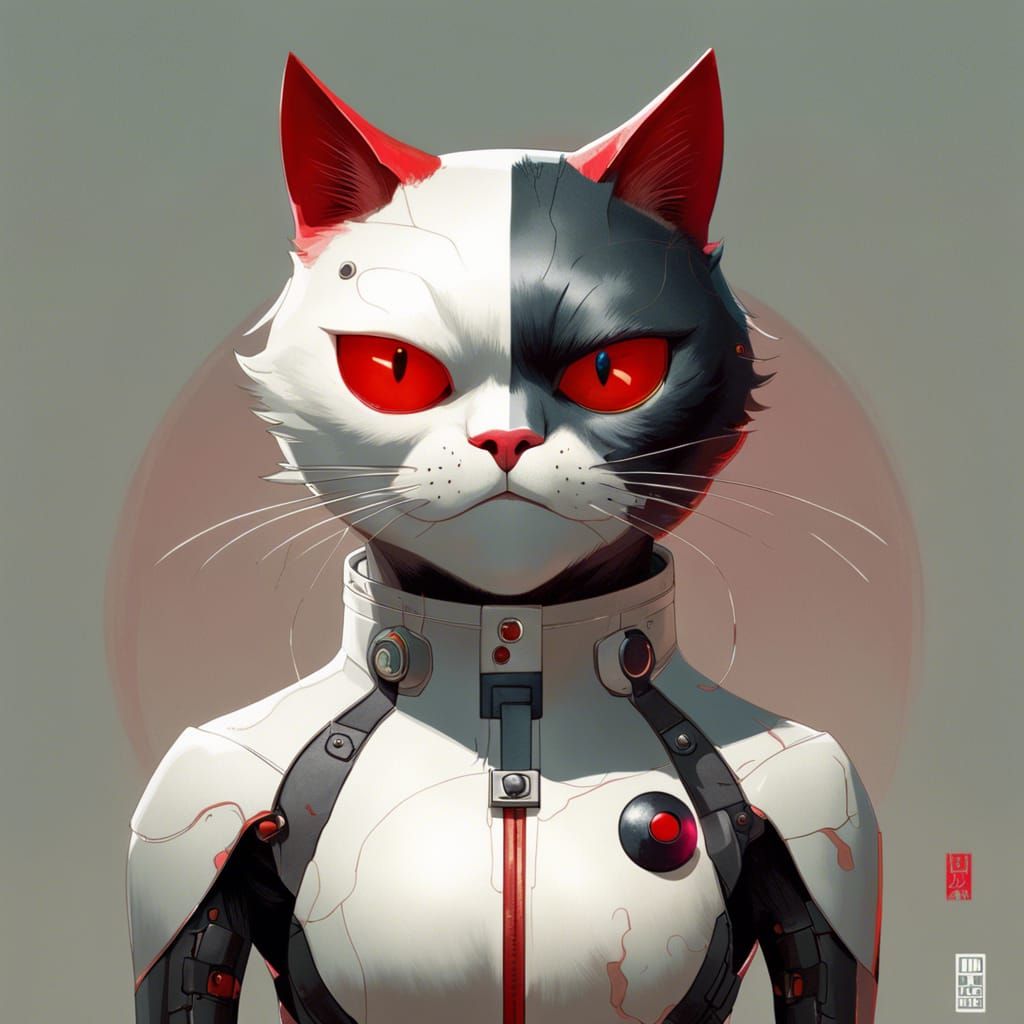 cyborg cat (Head and shoulders portrait) - AI Generated Artwork - NightCafe Creator