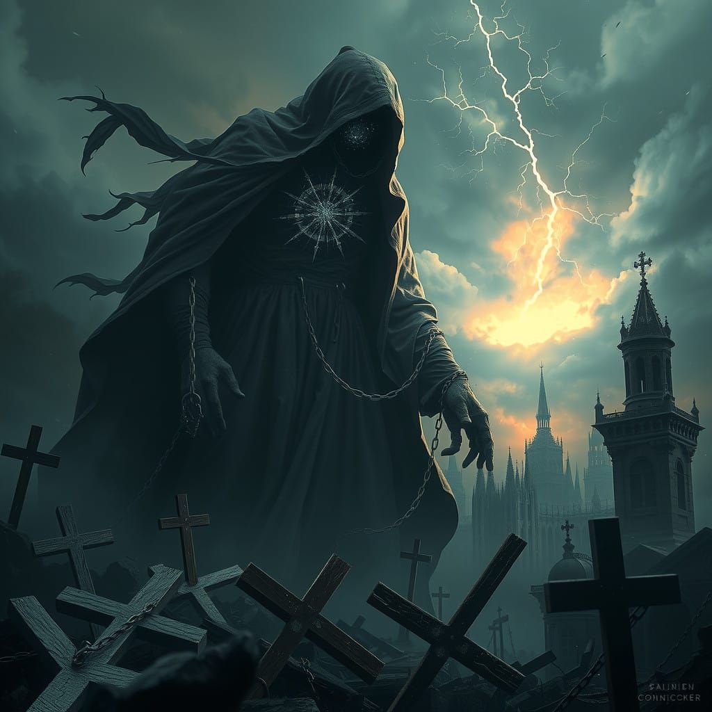 Primordial Chaos Entity Amidst Devastated World - AI Art