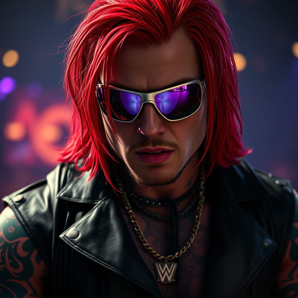 Vibrant Wrestler in Dark Fantasy Cinematic Style - AI Art