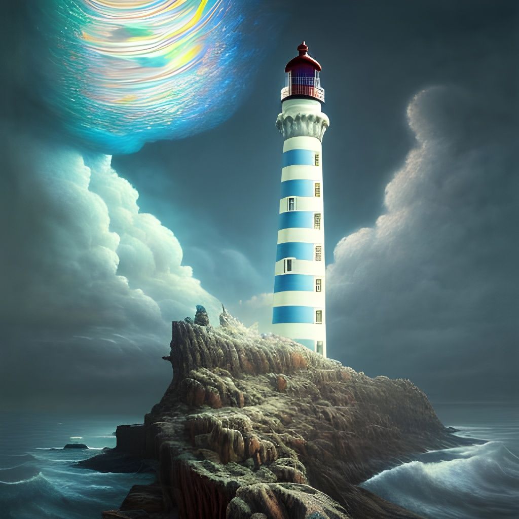 magnificently detailed Lighthouse made of bones surrounded by Magical ...