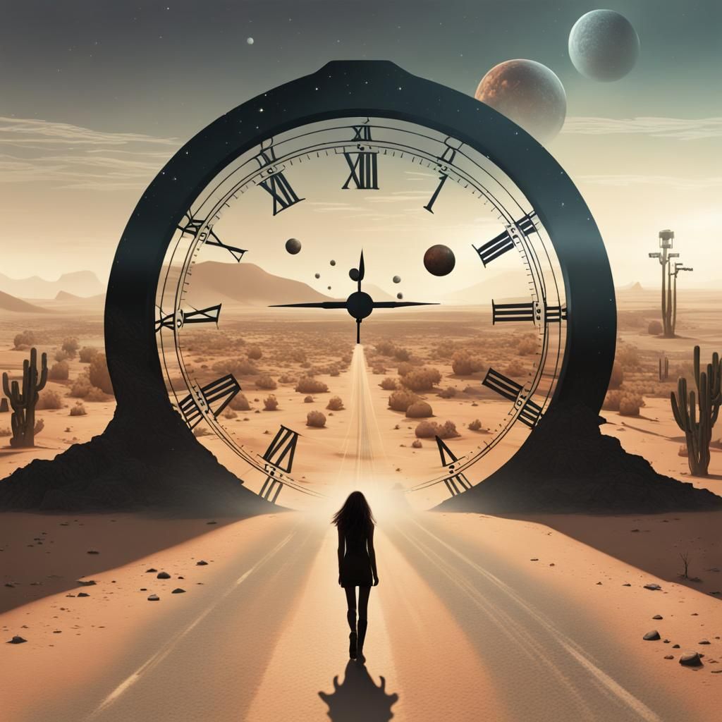 Ominous clock and cool shadow lady - AI Generated Artwork - NightCafe ...