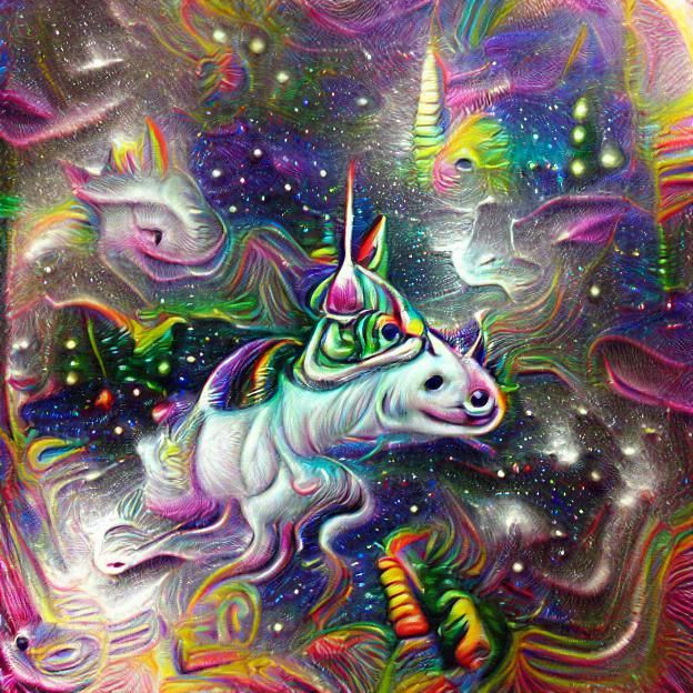 Unicorn in outer space on lsd - AI Generated Artwork - NightCafe Creator