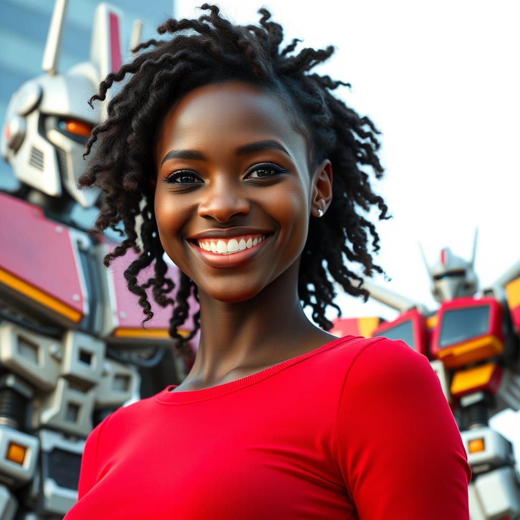 Glowing Woman Surrounded by Majestic Transformers - AI Art