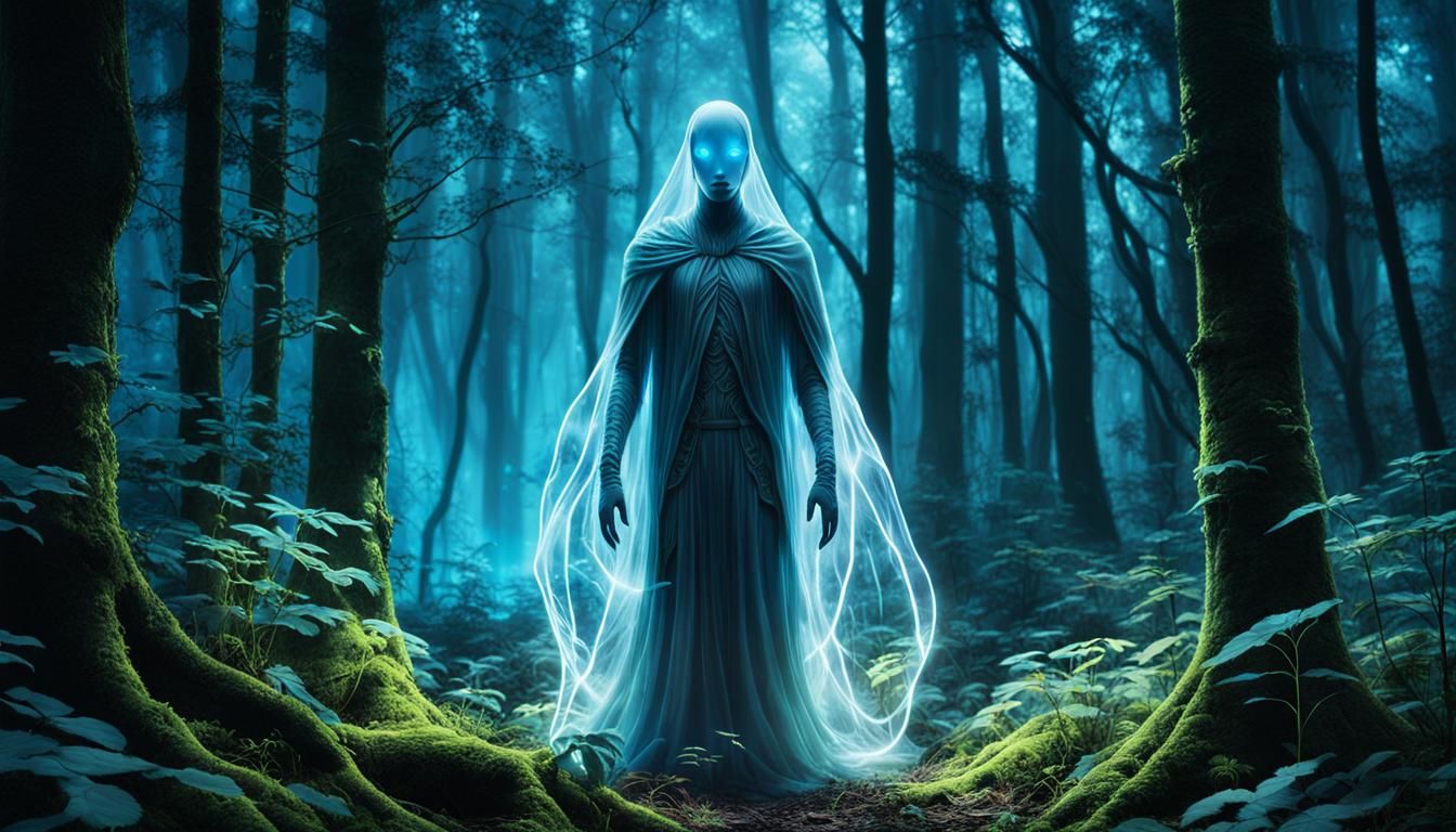 Alien ghost in an alien forest - AI Generated Artwork - NightCafe Creator