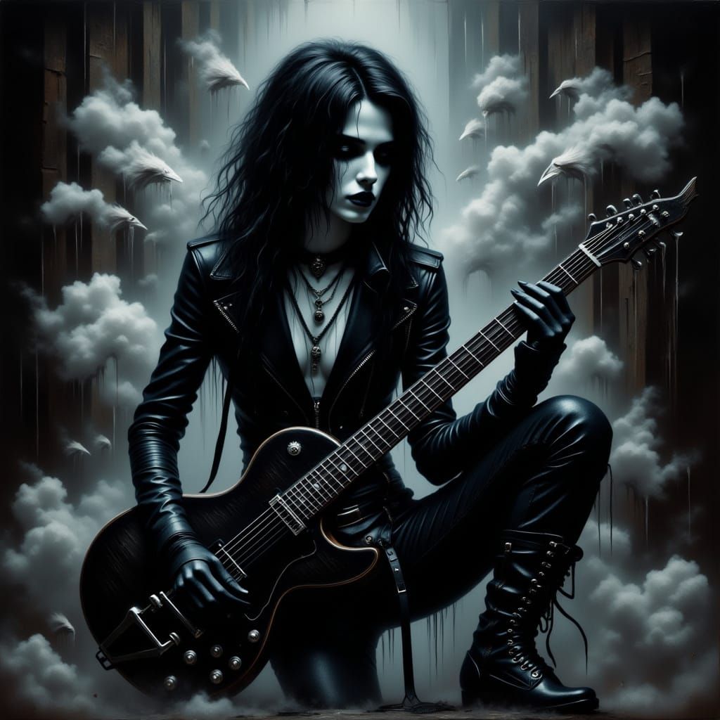 Vampire rockstar - Mysterious Vampire Rockstar in Dark, Grit...