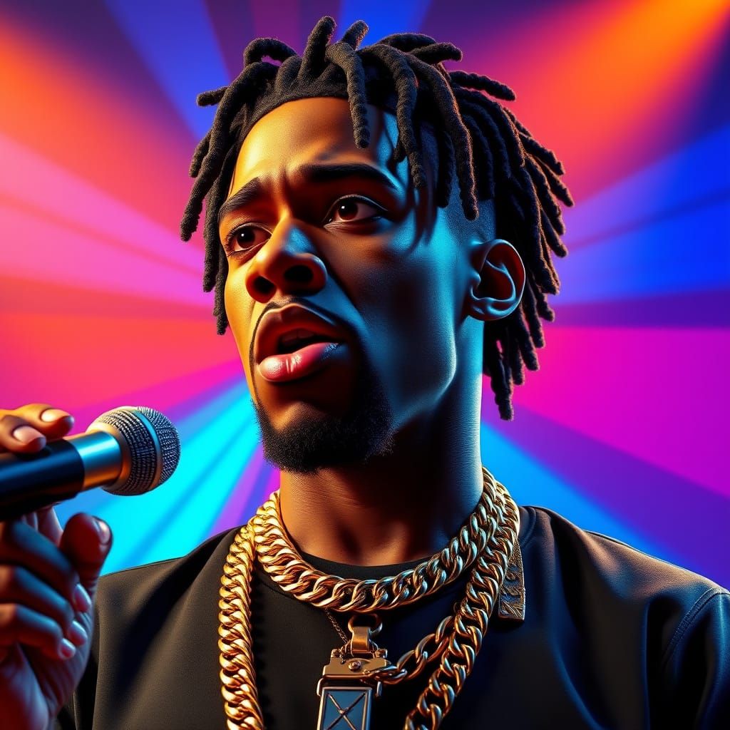 Charismatic Rapper in 3D Digital Concept Art - AI Art