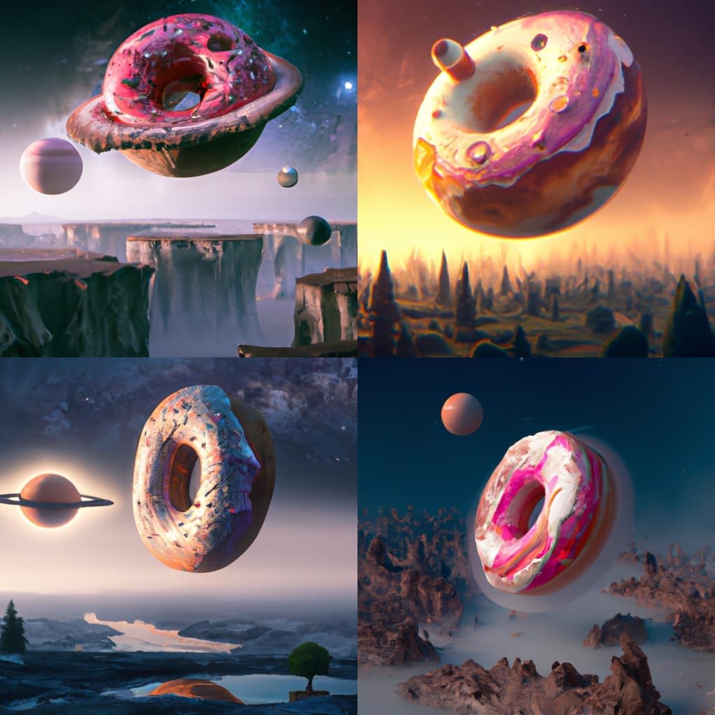 A donut planet with a donut moon, detailed matte painting, trending on ...