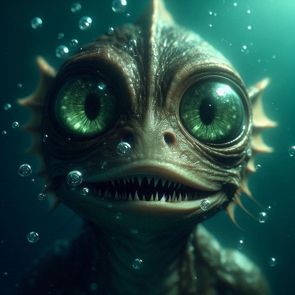 Green eyed Creatures from the Depths portraits - AI Generated Artwork ...