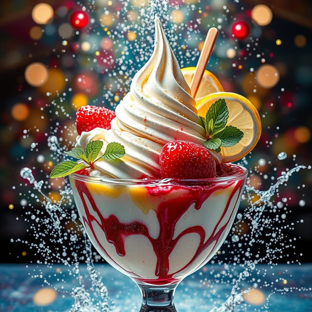 Super ice cream sundae. - Super ice cream sundae.