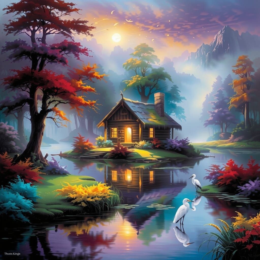 Medieval Cabin - Whimsical Medieval Scene in Mystical Colors