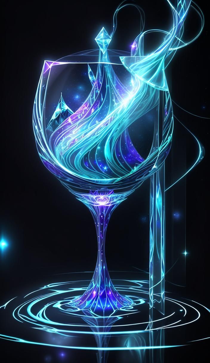 Glass Enchanted midnight ripple reflection Magic light flow Cosmic ...