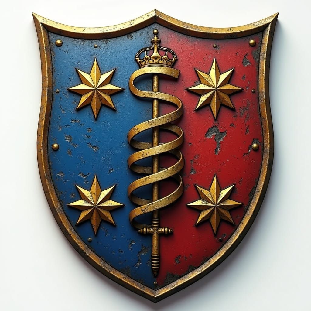 Noble Shield with Majestic Helm and Golden Ladder - AI Art