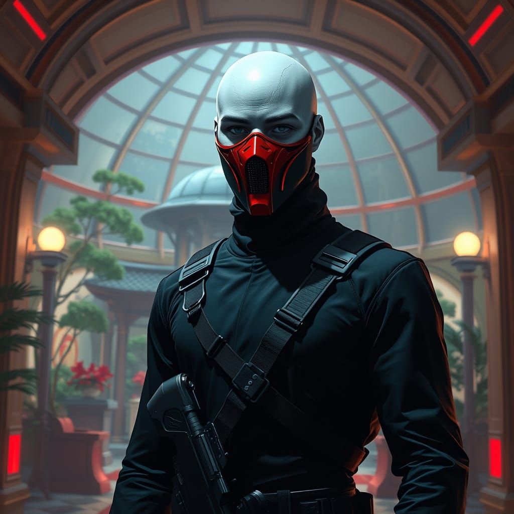 Cyberninja in Cyber-Baroque Embassy - AI Art
