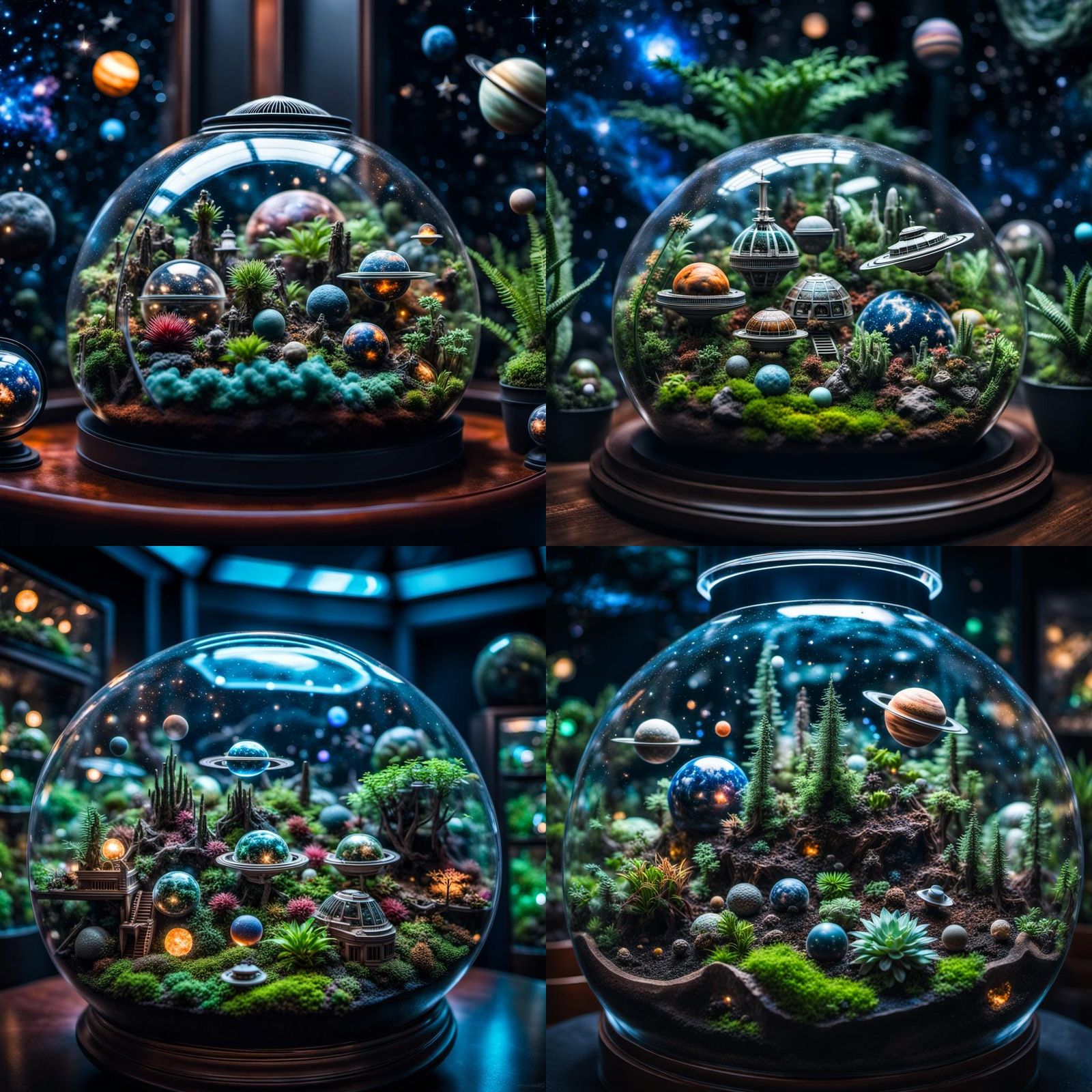 Terrarium full of Spaceships, Nebulas, stars, and planets! intricate ...