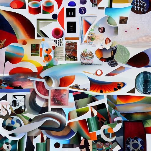 surreal picture complex collage random overlapping doodle drawings ...