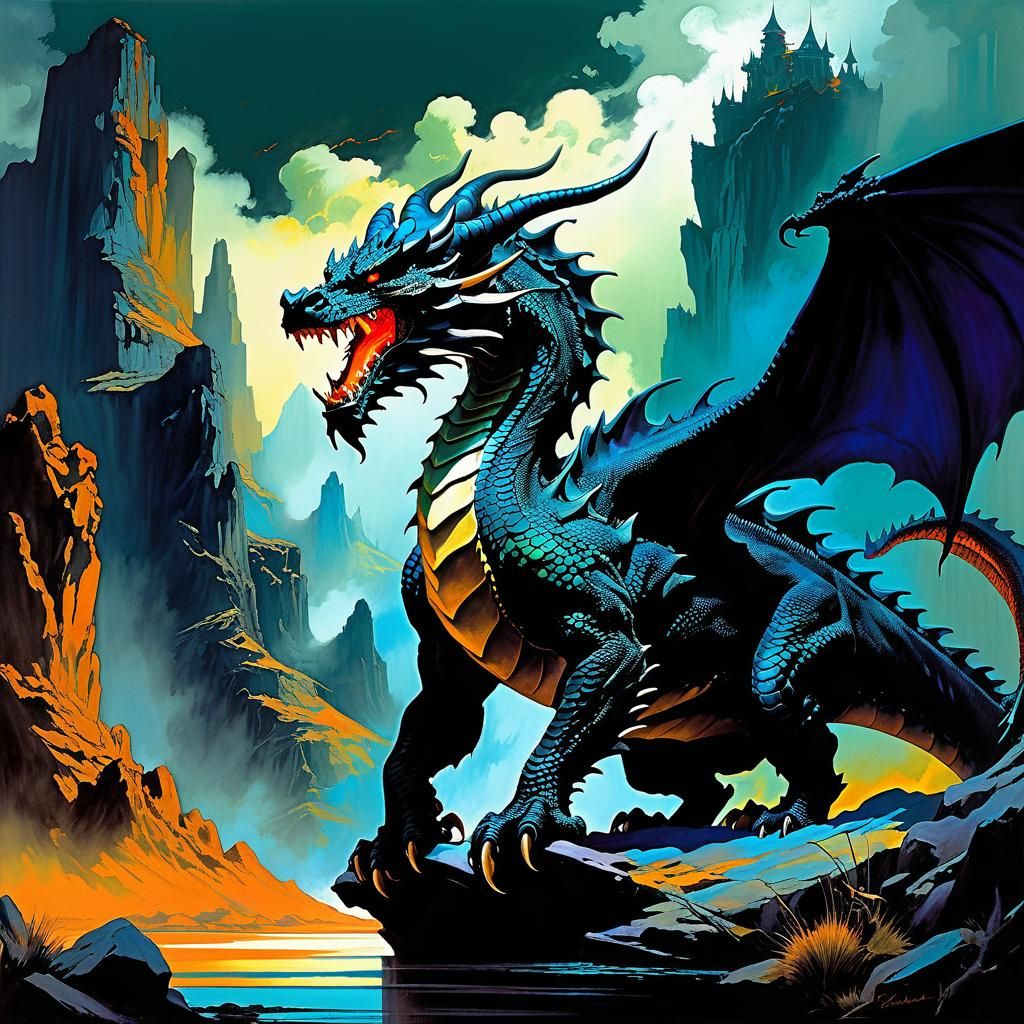 Dragon in the world of Frank Frazetta - AI Generated Artwork ...