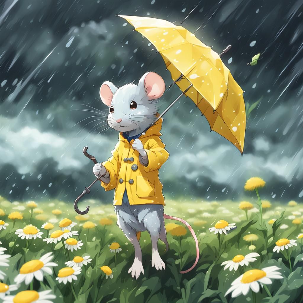 Cute mouse in the rain. - AI Generated Artwork - NightCafe Creator