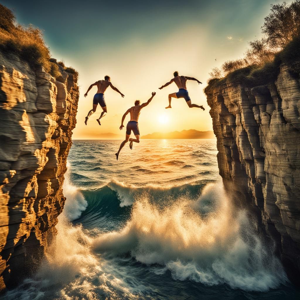 Jumping brothers - AI Generated Artwork - NightCafe Creator