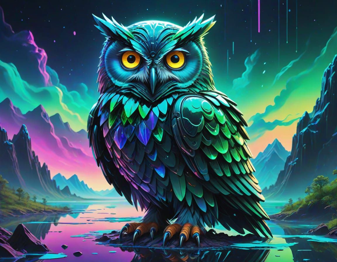 Cyberpunk Cosmic Vortex in Cobalt and Emerald - AI Art