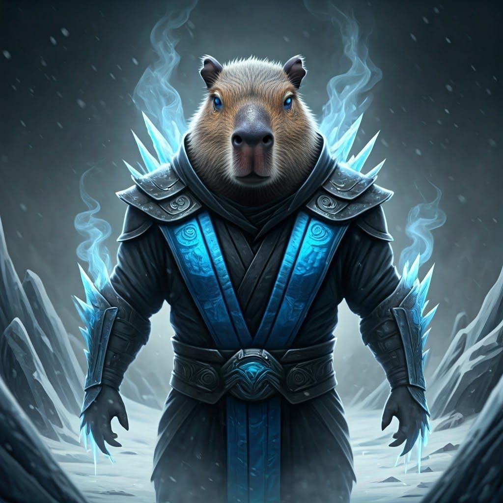 Anthropomorphic Capybara as Cyberpunk Ninja in Mor... - AI Art