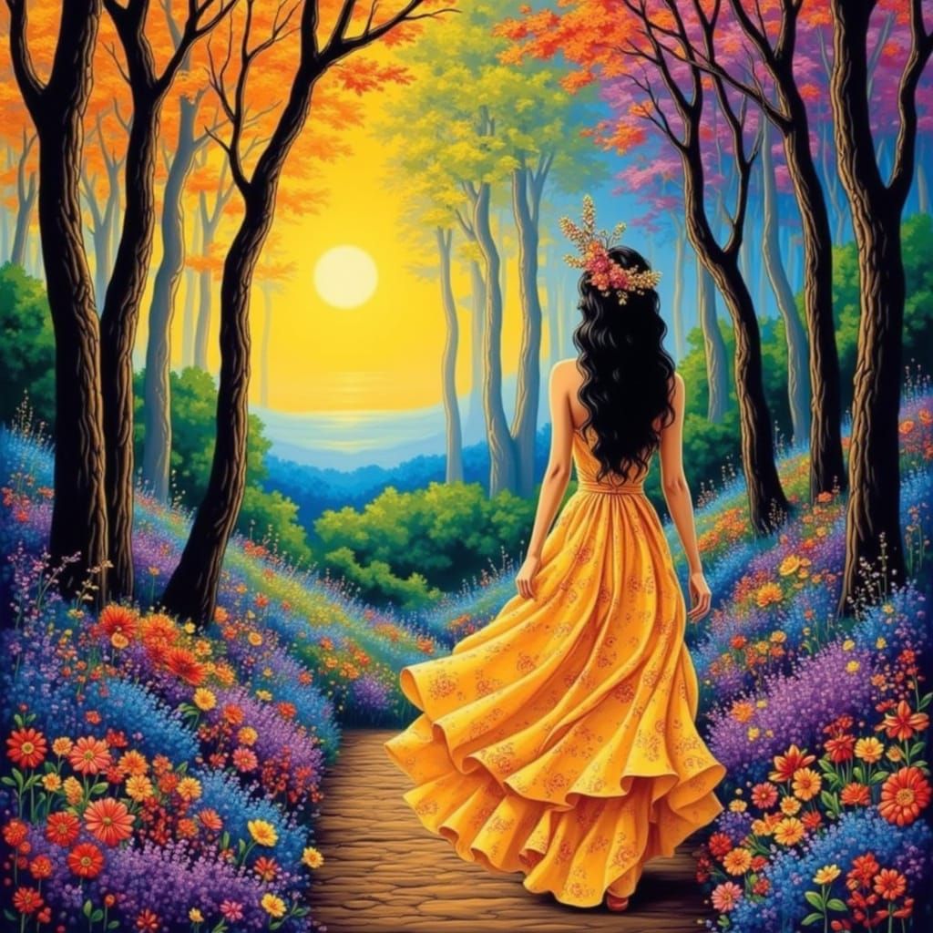 Surreal Forest Goddess in Whimsical Watercolor Sty... - AI Art