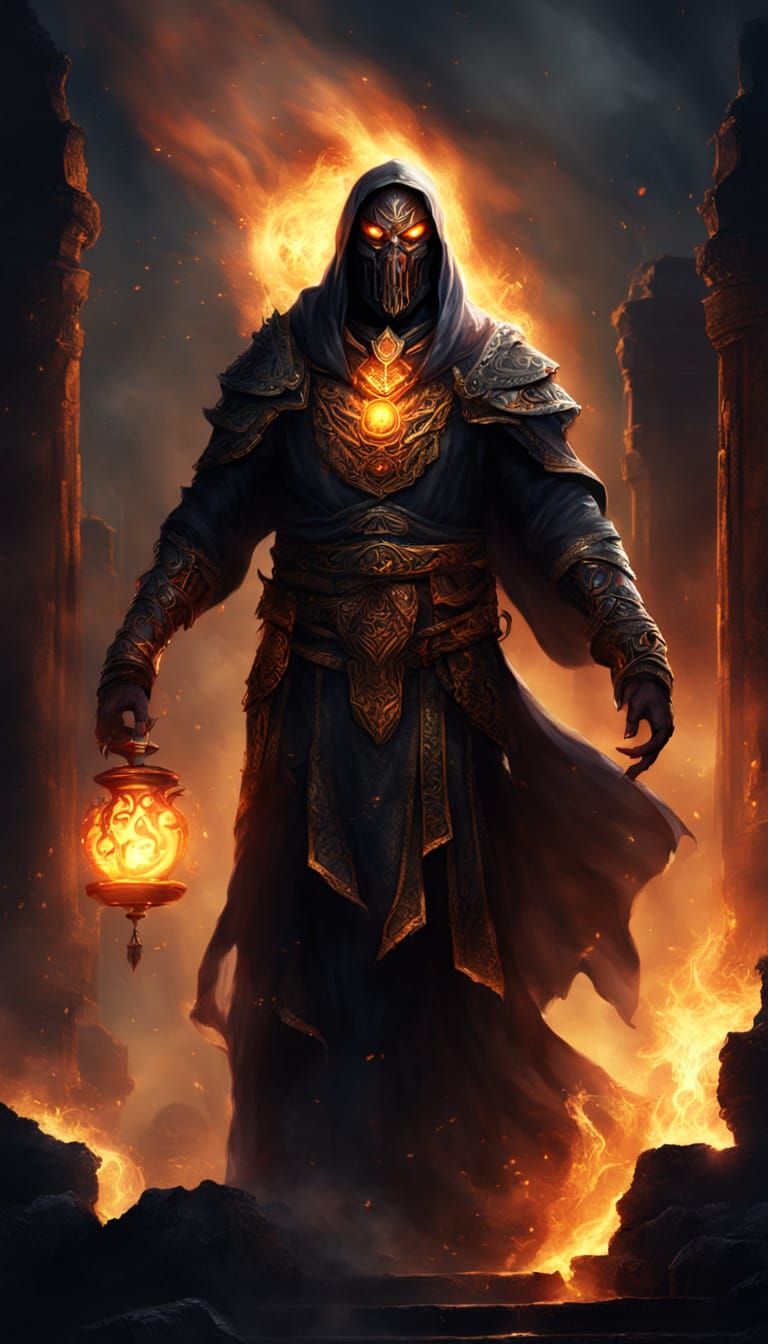 Divine Jinn in Golden Ruins - AI Art