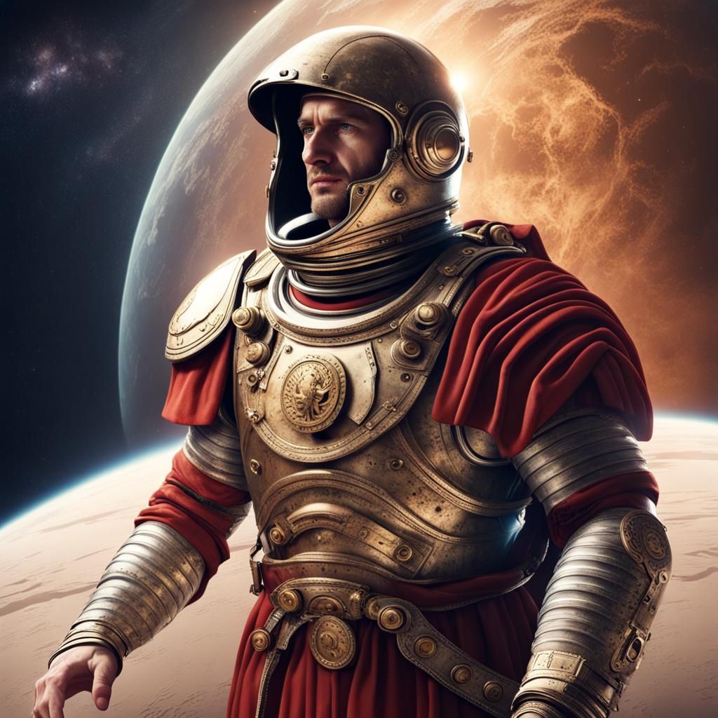 ancient roman centurion astronaut in space realistic battle wars - AI ...