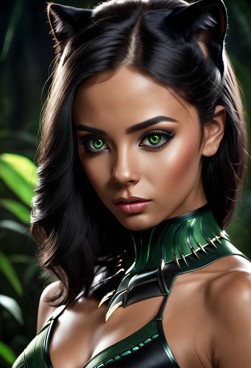 photorealistic portrait of a beautiful 25 years old girl in the (process of transformation:1.2 ...