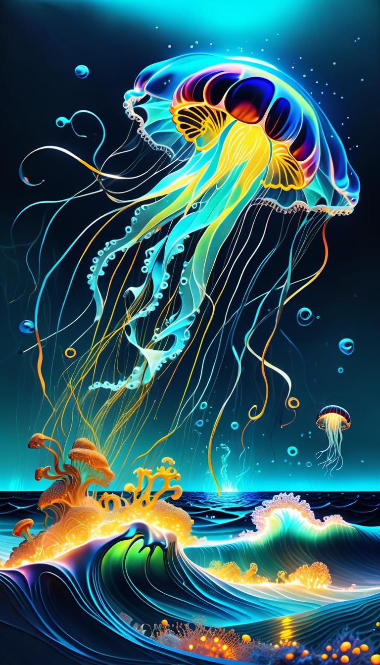 Electric Jellyfish - AI Generated Artwork - NightCafe Creator