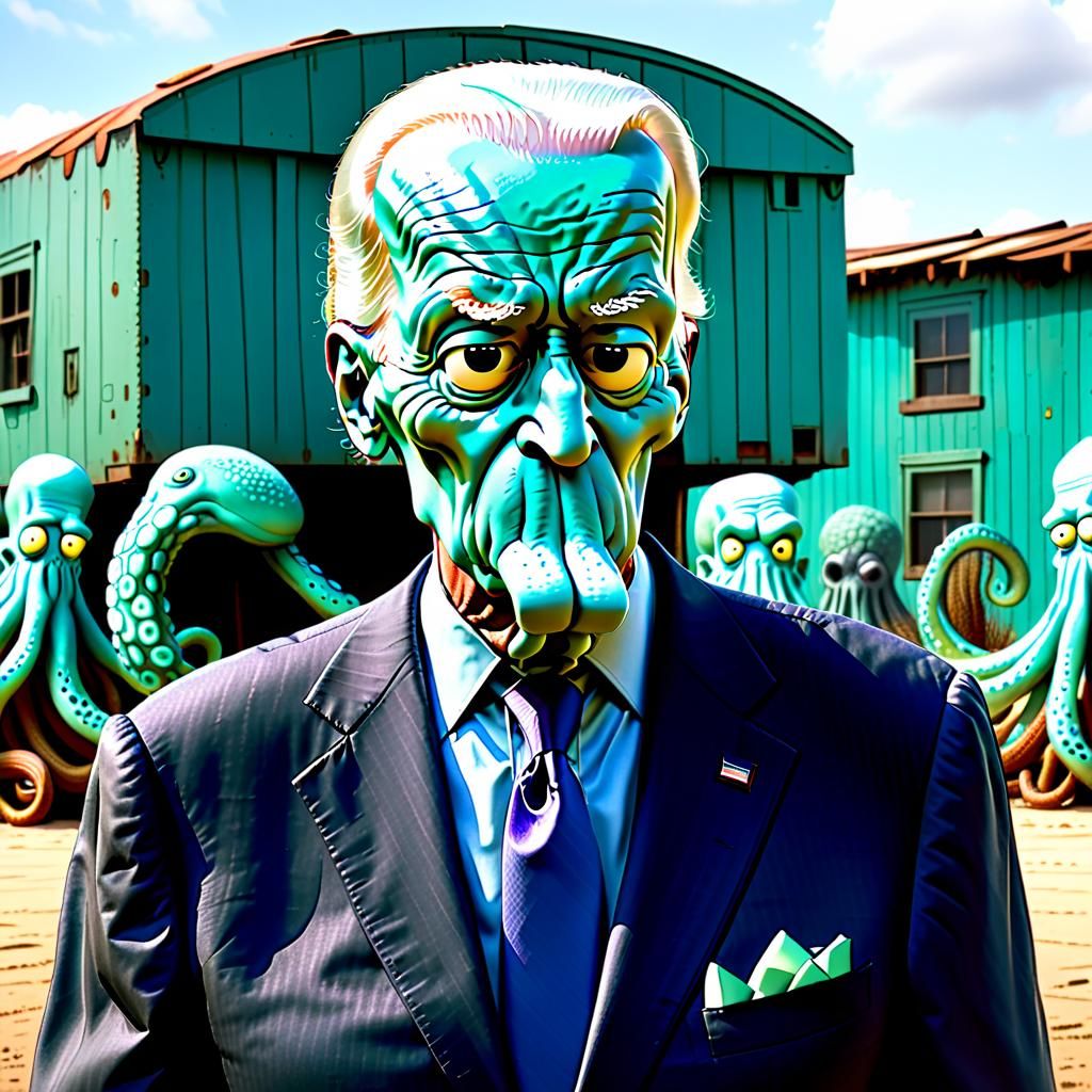 Joe Biden as Squidward - AI Generated Artwork - NightCafe Creator