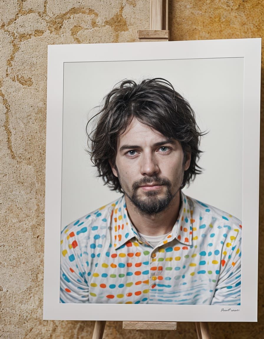 Elegant Close-Up Portrait in Vibrant Complementary... - AI Art