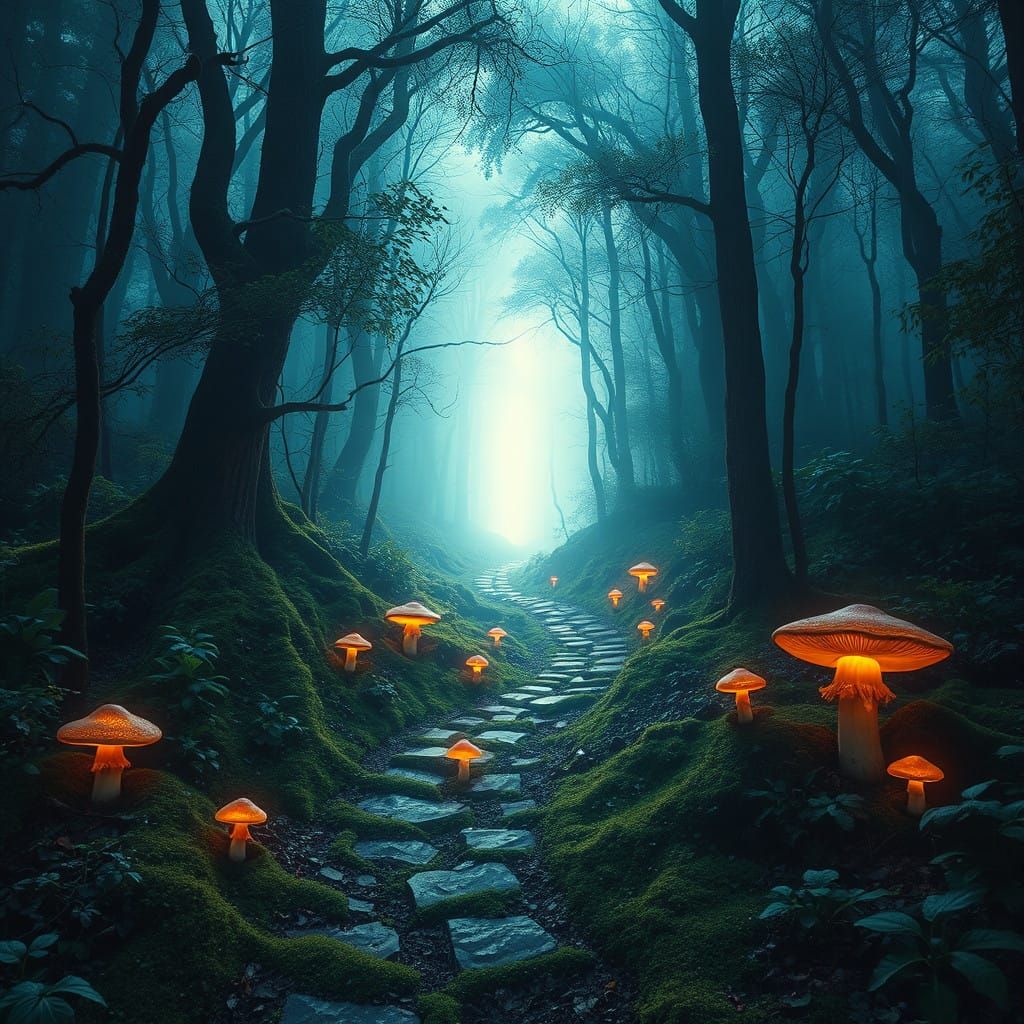 Journey of Light and Growth" - Radiant Forest of Growth and...