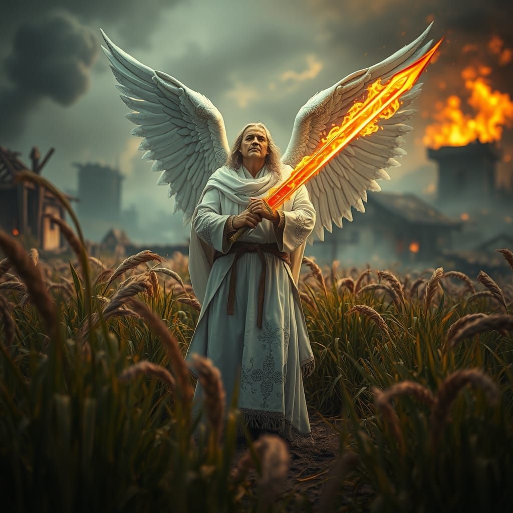 Blazing Fire Sword - Ancient Angel of Light Stands Vigilant ...