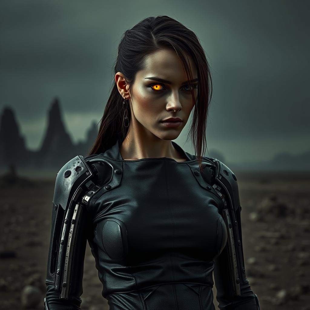 Cyborg Terminator - Cyborg Warrior in a Dystopian Wasteland