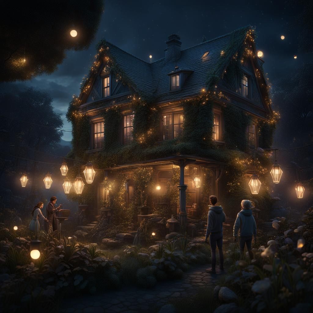 Magical house #2 - Night Garden House Illuminated by Light B...
