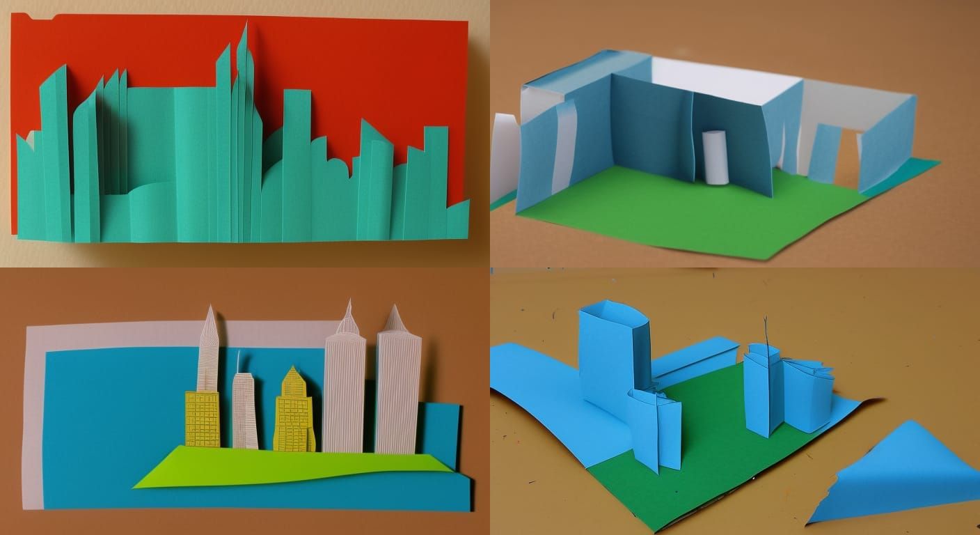 3d, lined paper, tape, cardboard, paper city, city made of paper - AI ...