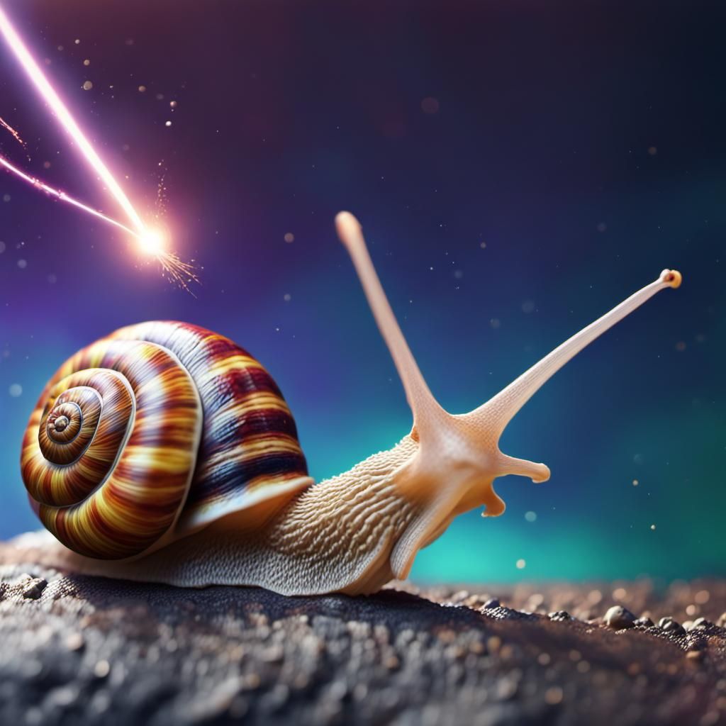 A snail races a shooting star, 4k, photorealist - AI Generated Artwork ...