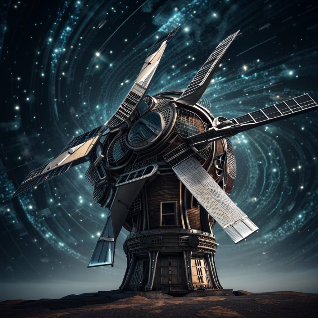 Futuristic windmill in space - AI Generated Artwork - NightCafe Creator