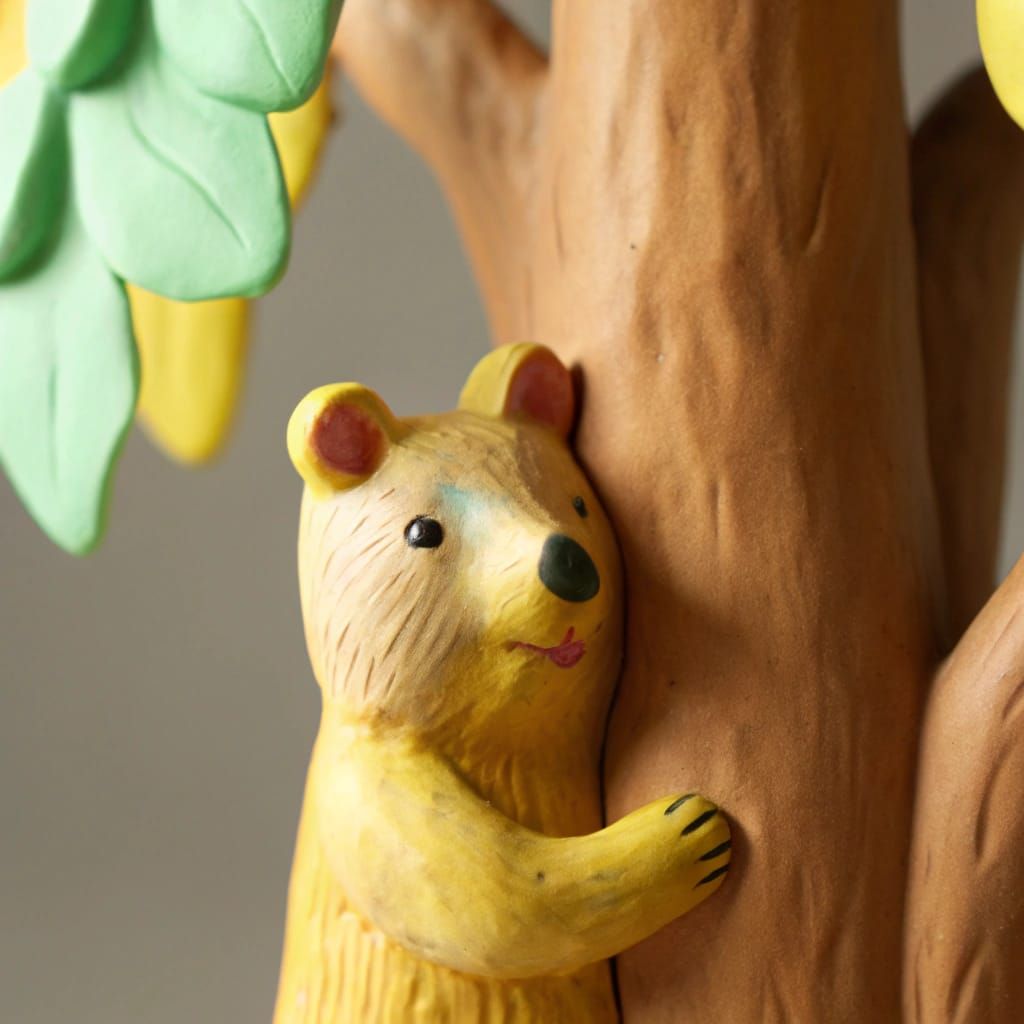 Claymation of a Quokka Climbing a Tree