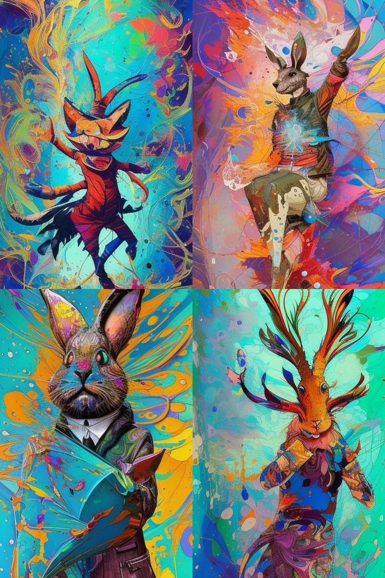 Magician Bunny! Borderlands: paper marbling! Oil splash!! Oil stained ...