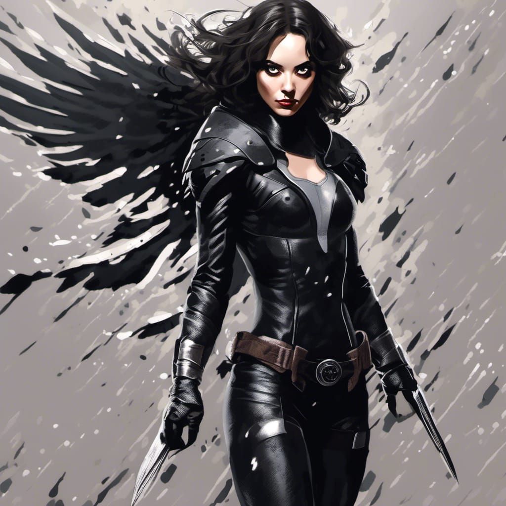 Aubrey Plaza Femme Fatale styled The Crow ::black purple violet black ...