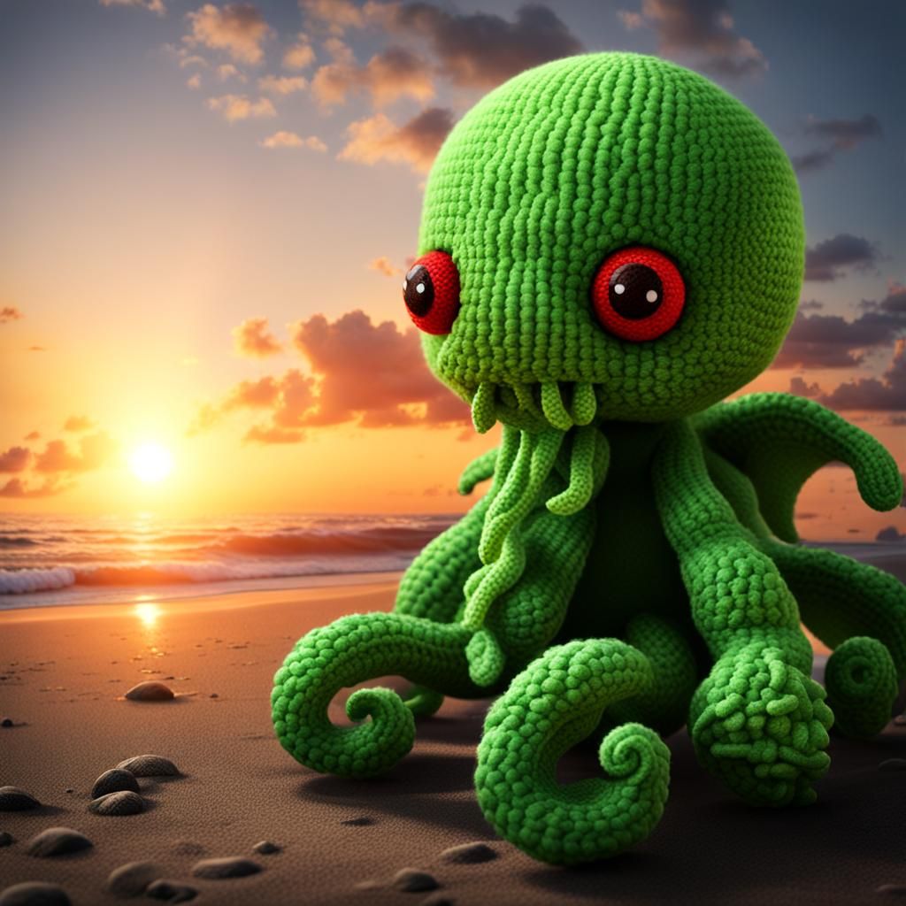 Squishy Cthulhu crocheted toy - AI Generated Artwork - NightCafe Creator