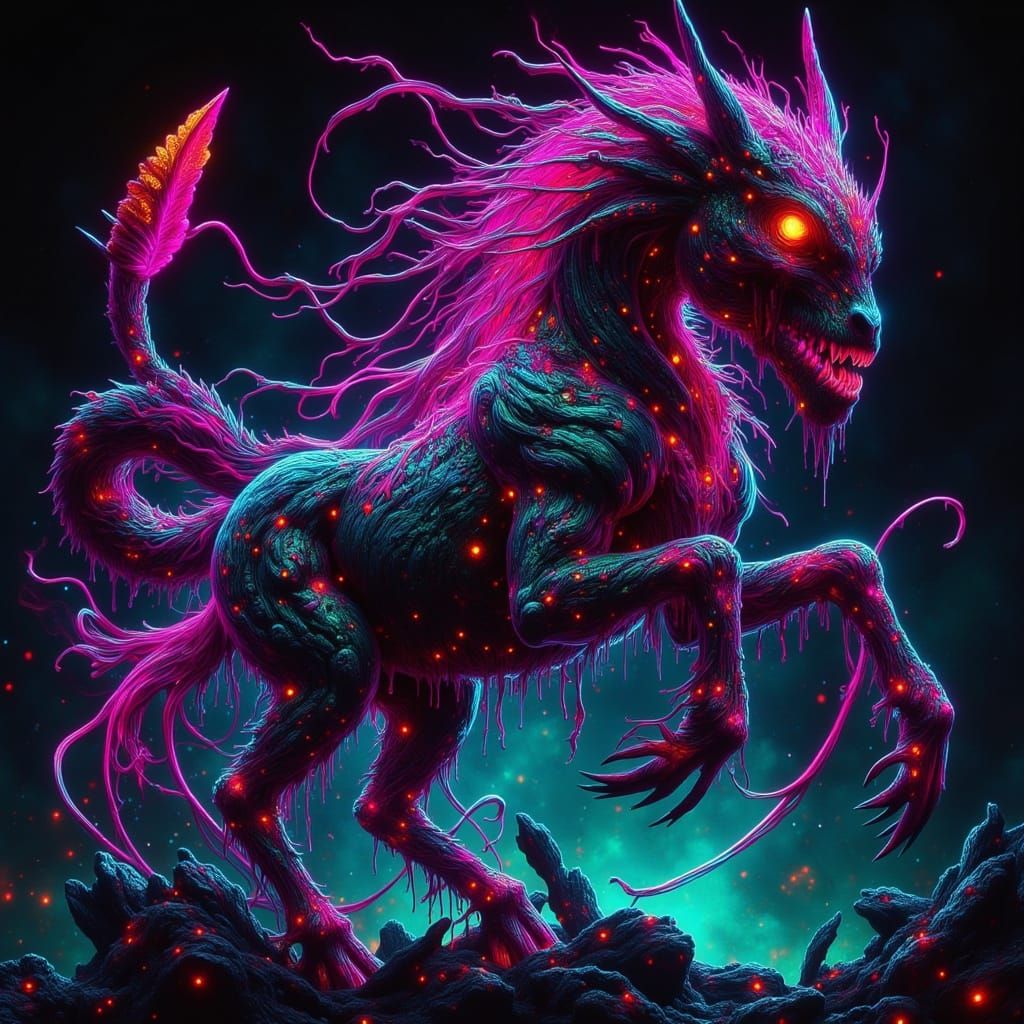 Cyberpunk Horror Demon Scorpion Centaur with Neon ... - AI Art
