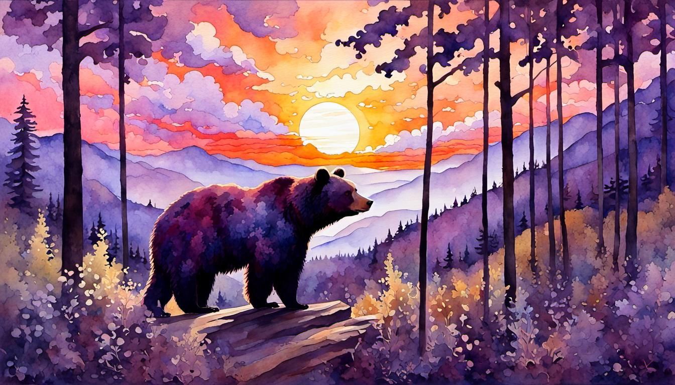 Purple Dusk Bear - AI Generated Artwork - NightCafe Creator