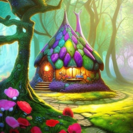 Fairy cottage - AI Generated Artwork - NightCafe Creator