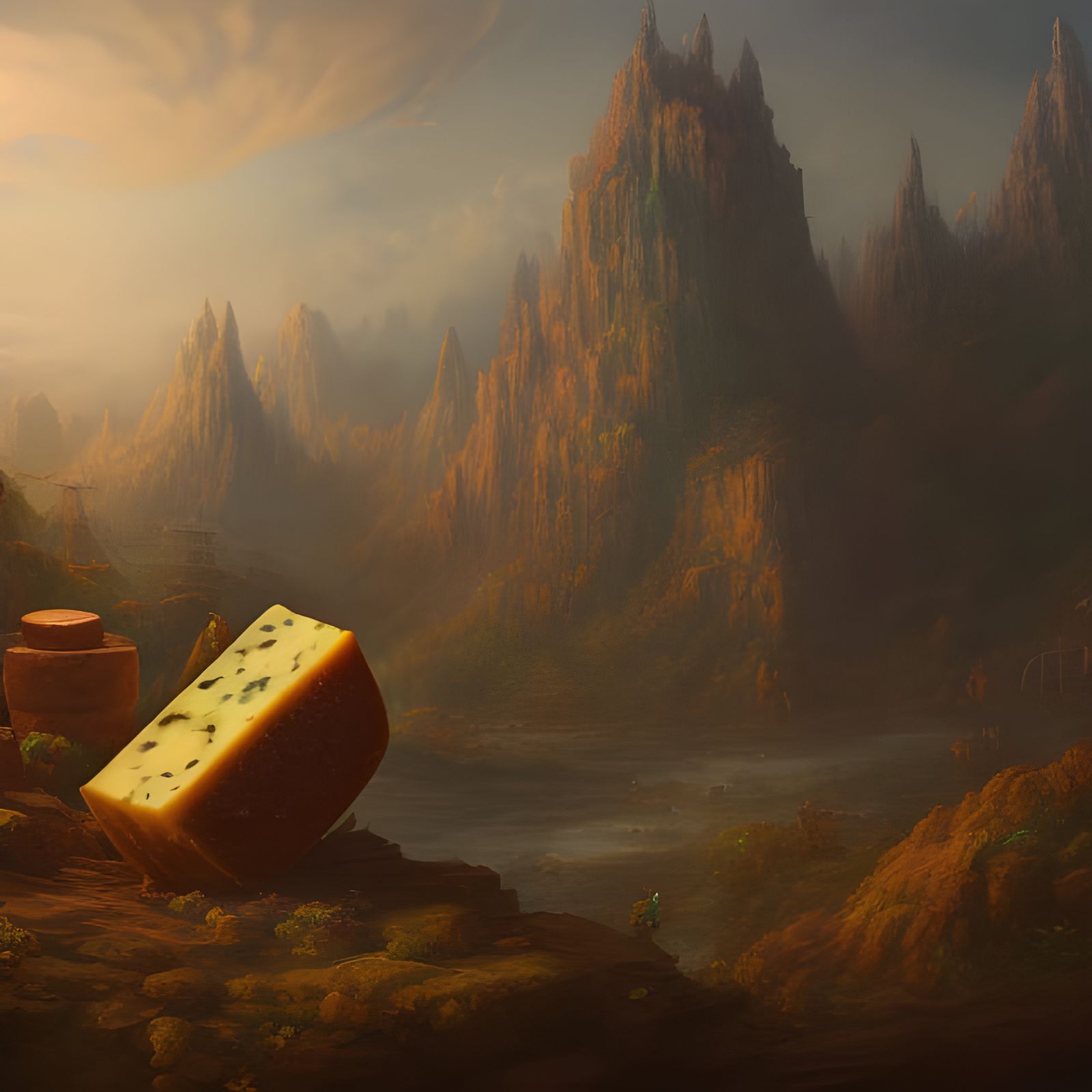 A giant cheese grader detailed matte painting, deep color, fantastical ...