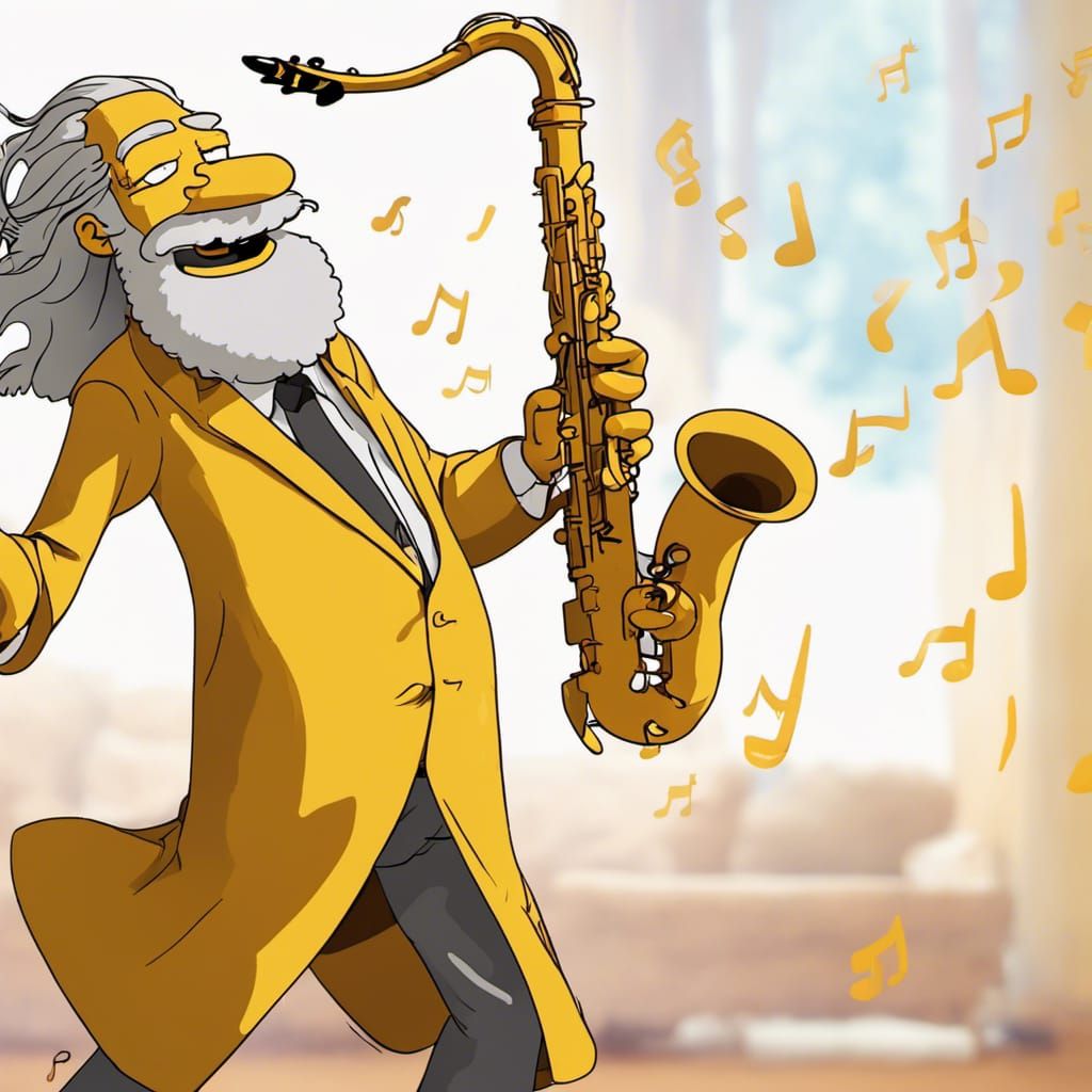 Gandalf Playing Saxophone in Simpson style - AI Generated Artwork ...