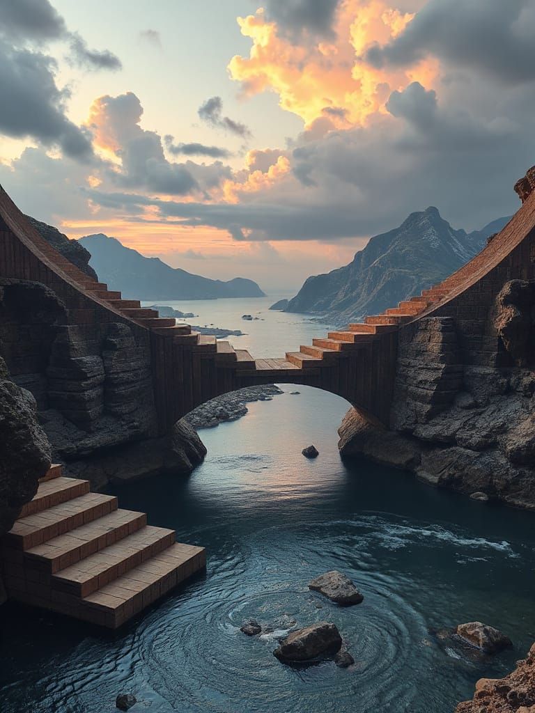 Folded-Wood Bridge Under Entropic Algorithm Alien Sky