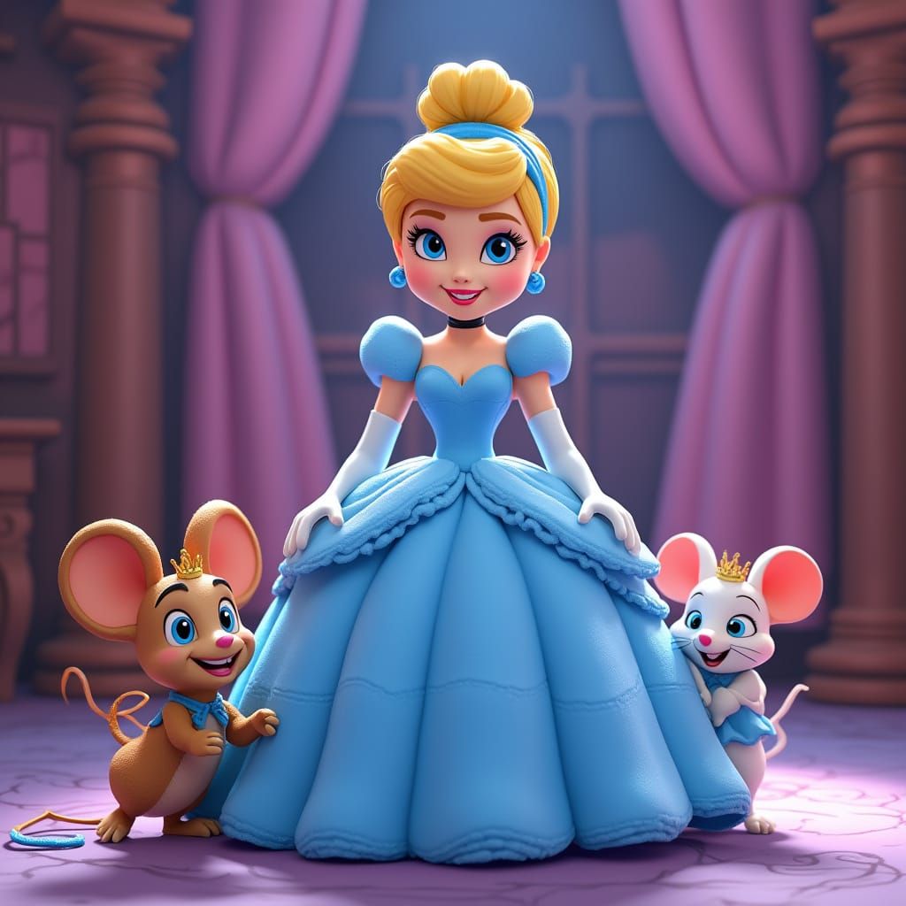 Whimsical Cinderella in Vibrant Roblox Style - AI Art