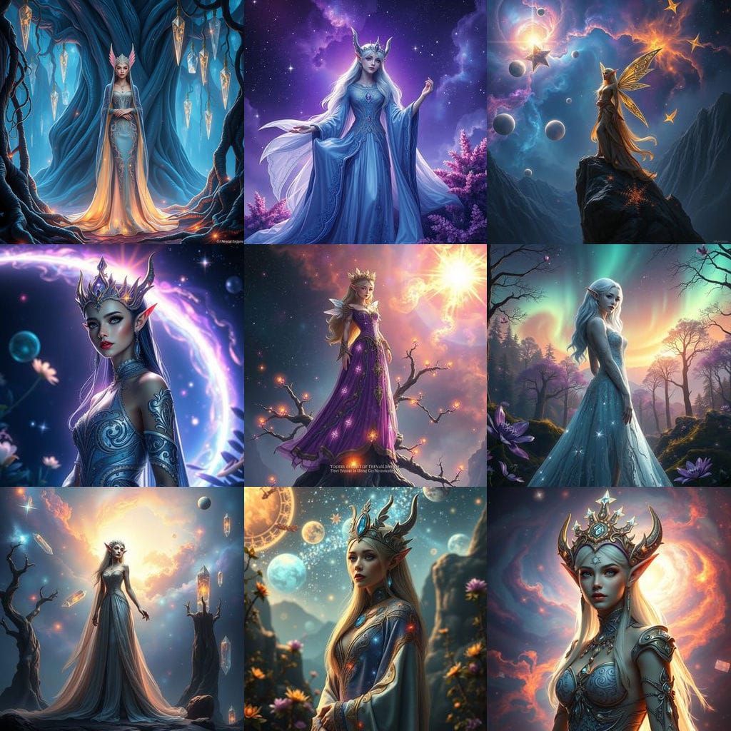 star elf princess - Fantastical Star Elf Princess in Vibrant...